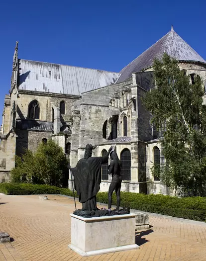 Basilica o Remigia Sanctaidd, Reims, Champagne-Ardennes, Ffrainc, Ewrop