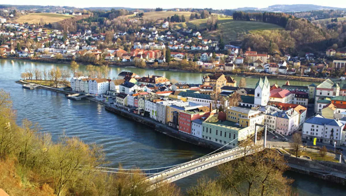 Trijų upių, Passau, Bavarijos, Vokietijos, Europoje sujungimo vieta
