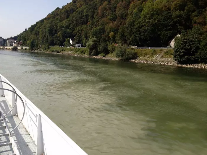 Penggabungan Tempat Tiga Rivers, Passau, Bavaria, Jerman, Eropa