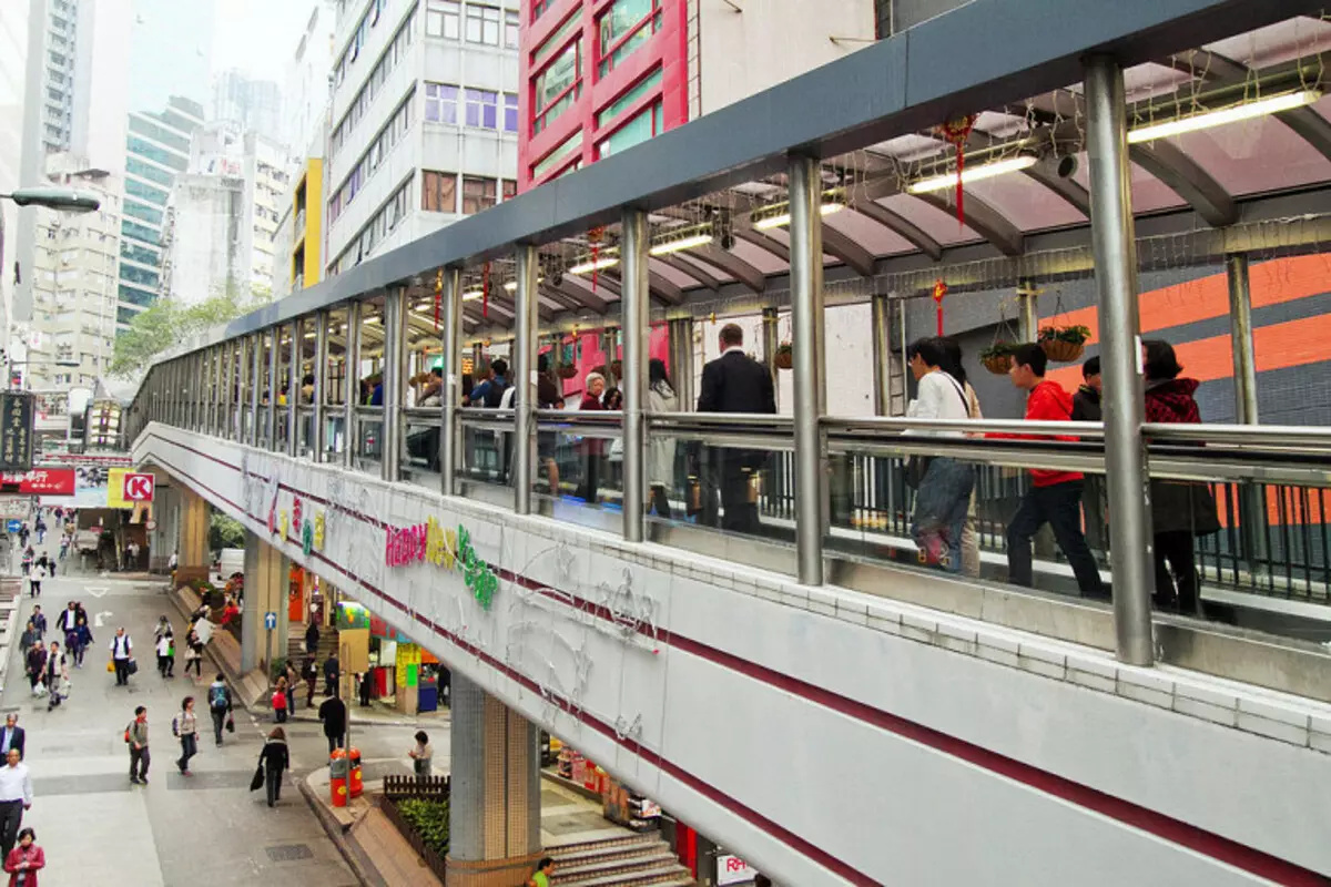 Escada rolante de rua - níveis médios, Hong Kong, Ásia